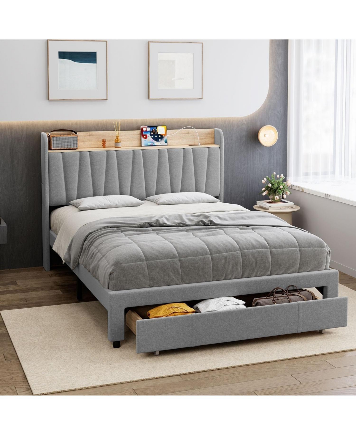Click here for gaomon Upholstered Platform Bed Frame with Storage... prices
