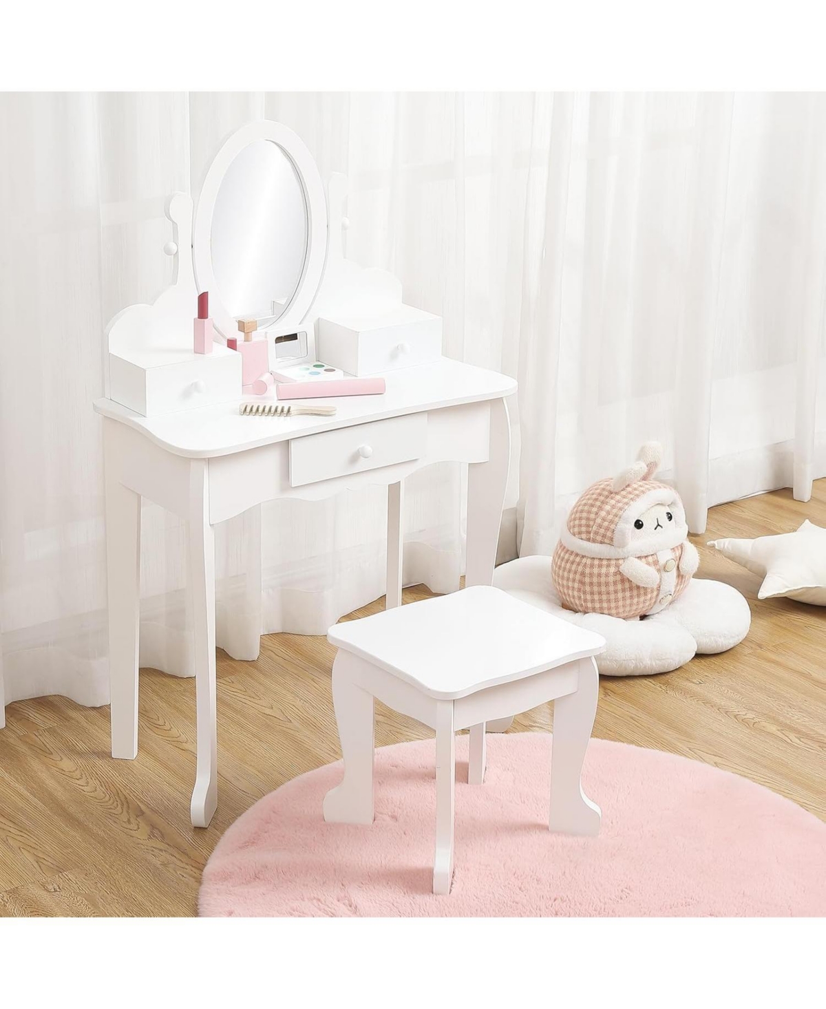 Click here for gaomon Kids Vanity Set with Mirror and Stool  Girl... prices