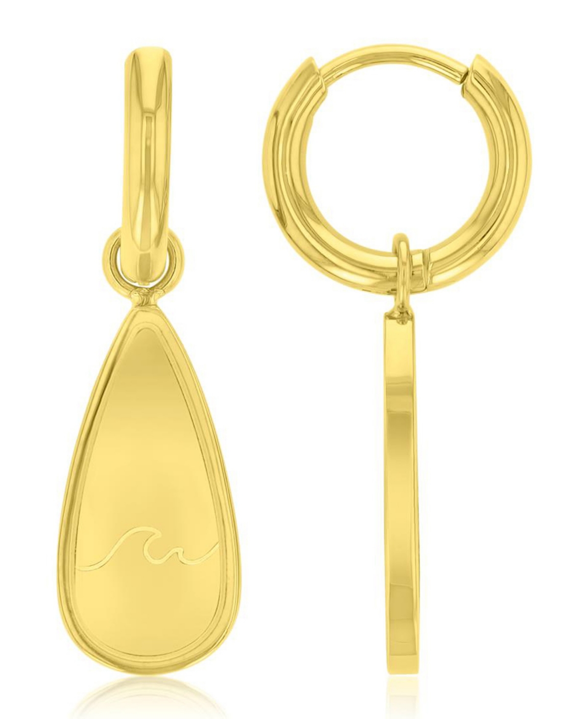 Click here for Roxy Waterproof Yellow 29mm Wave Huggie Earrings -... prices