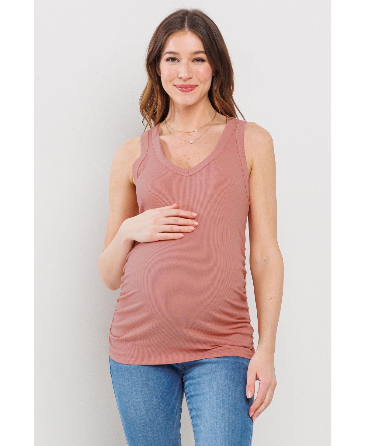Click here for Hello Miz Maternity Side Ruched Ribbed Tank Top -... prices