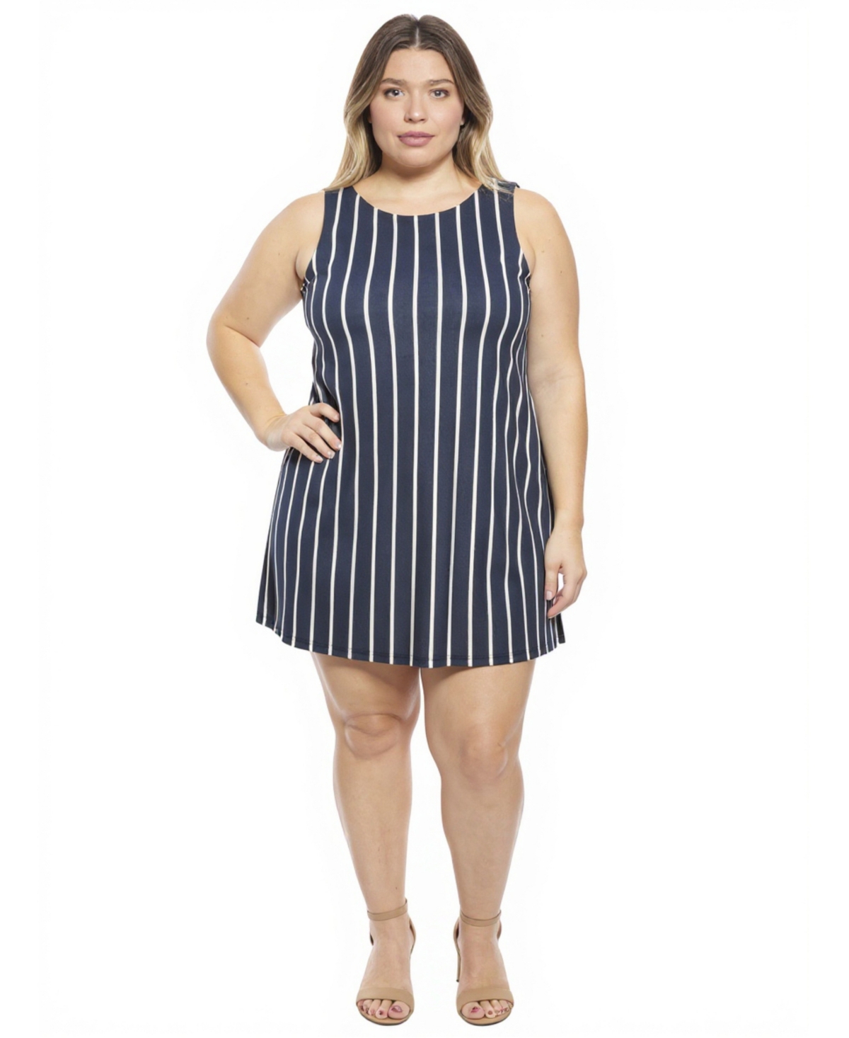 Click here for 24seven Comfort Apparel Plus Size Striped Round Ne... prices
