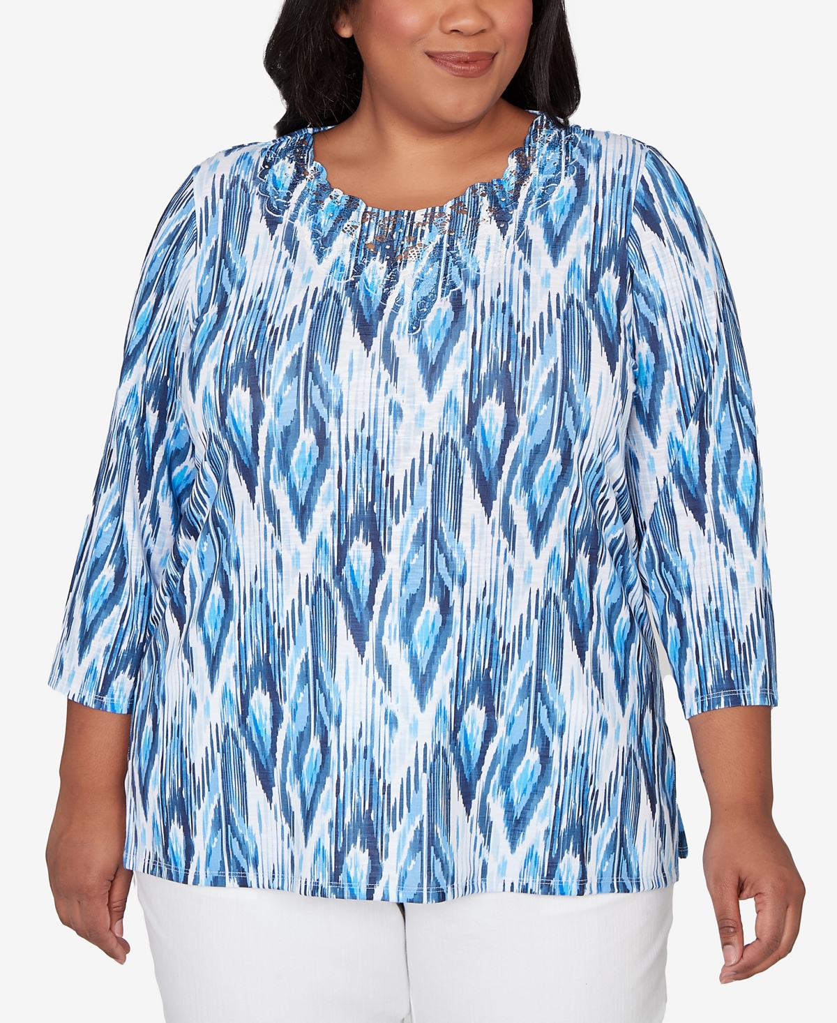 Click here for Alfred Dunner Plus Size Mykonos Ikat Embellished N... prices
