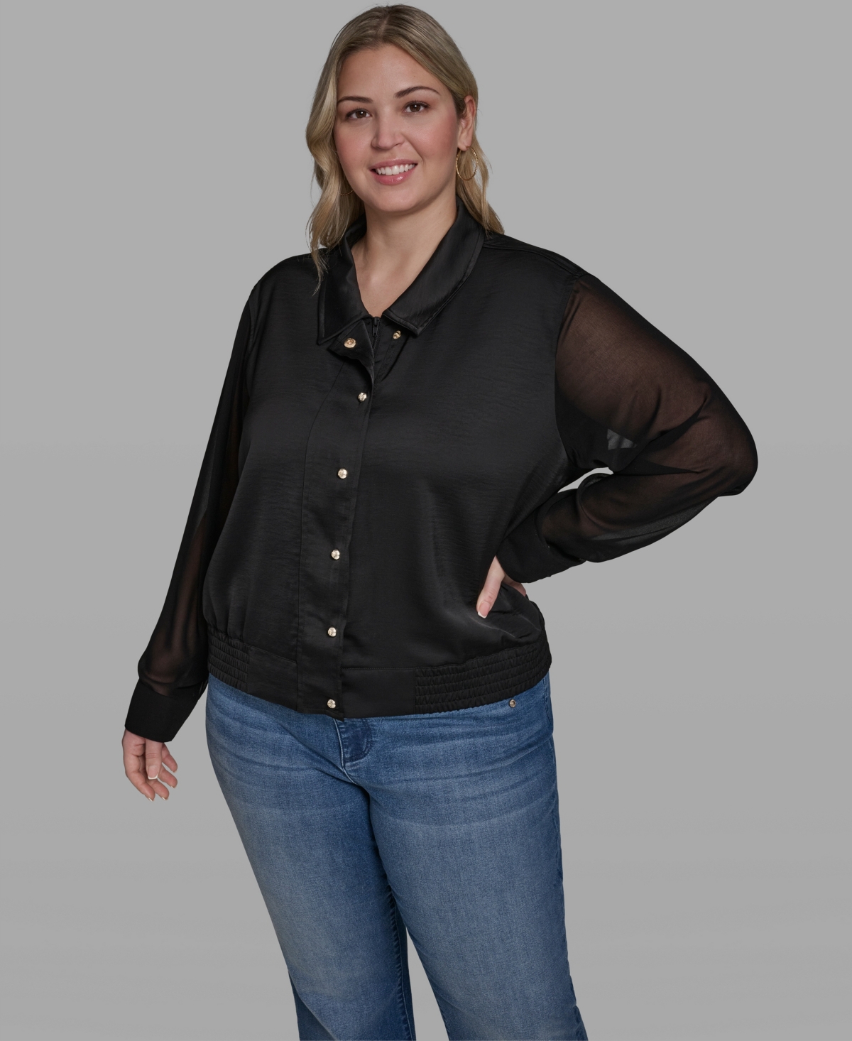 Click here for Karl Lagerfeld Paris Plus Size Button-Up Collared... prices