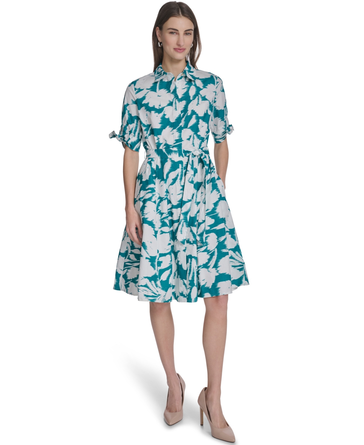 Click here for Calvin Klein Womens Floral Tie Sleeve Dress - Ever... prices