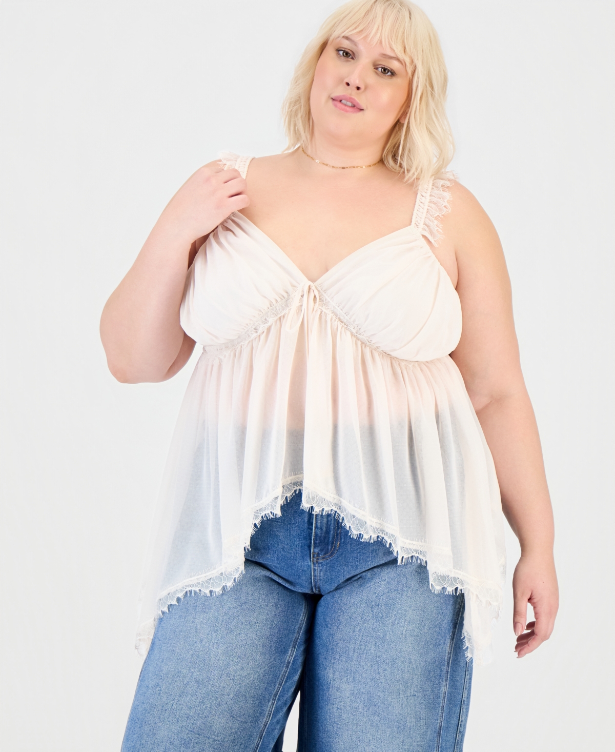 Click here for And Now This Trendy Plus Size Lace-Trim High-Low T... prices