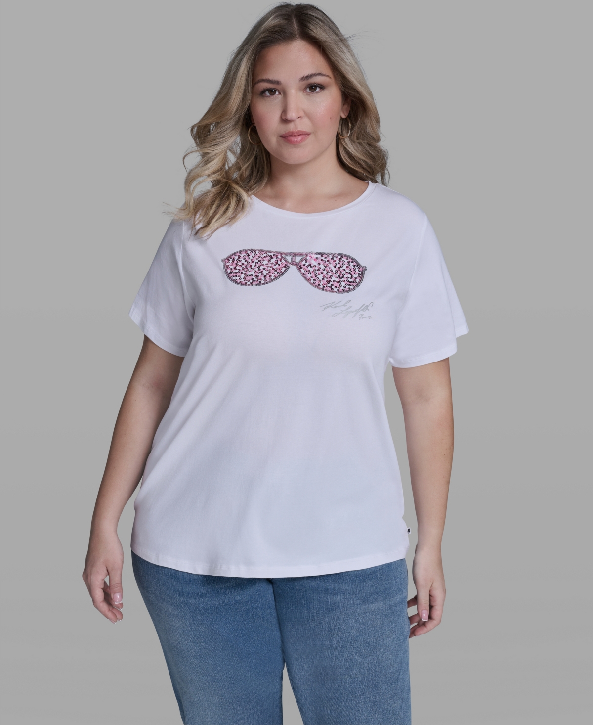Click here for Karl Lagerfeld Paris Plus Size Short-Sleeve Crew N... prices