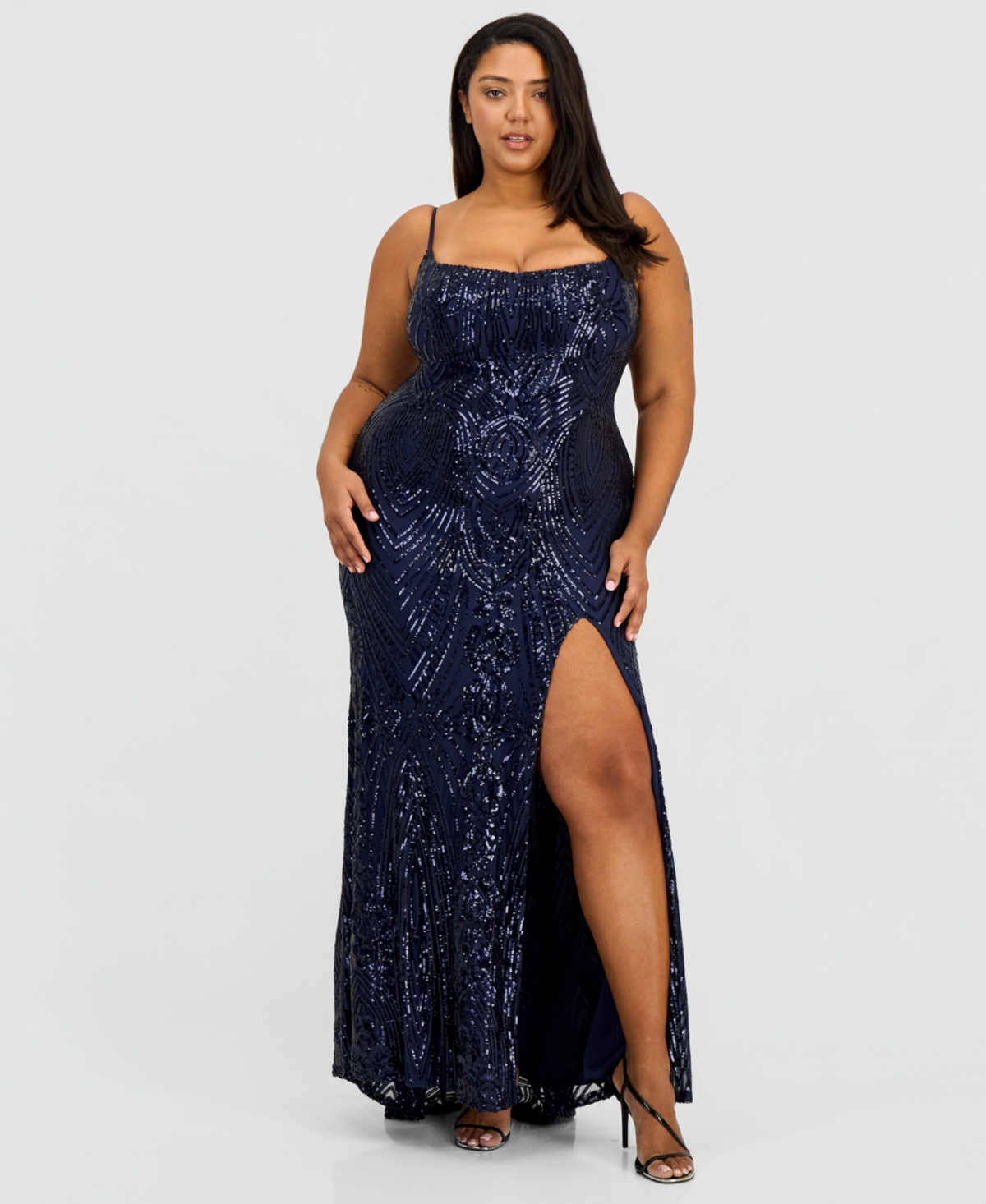 Click here for B Darlin Trendy Plus Size Patterned Sequined Back-... prices