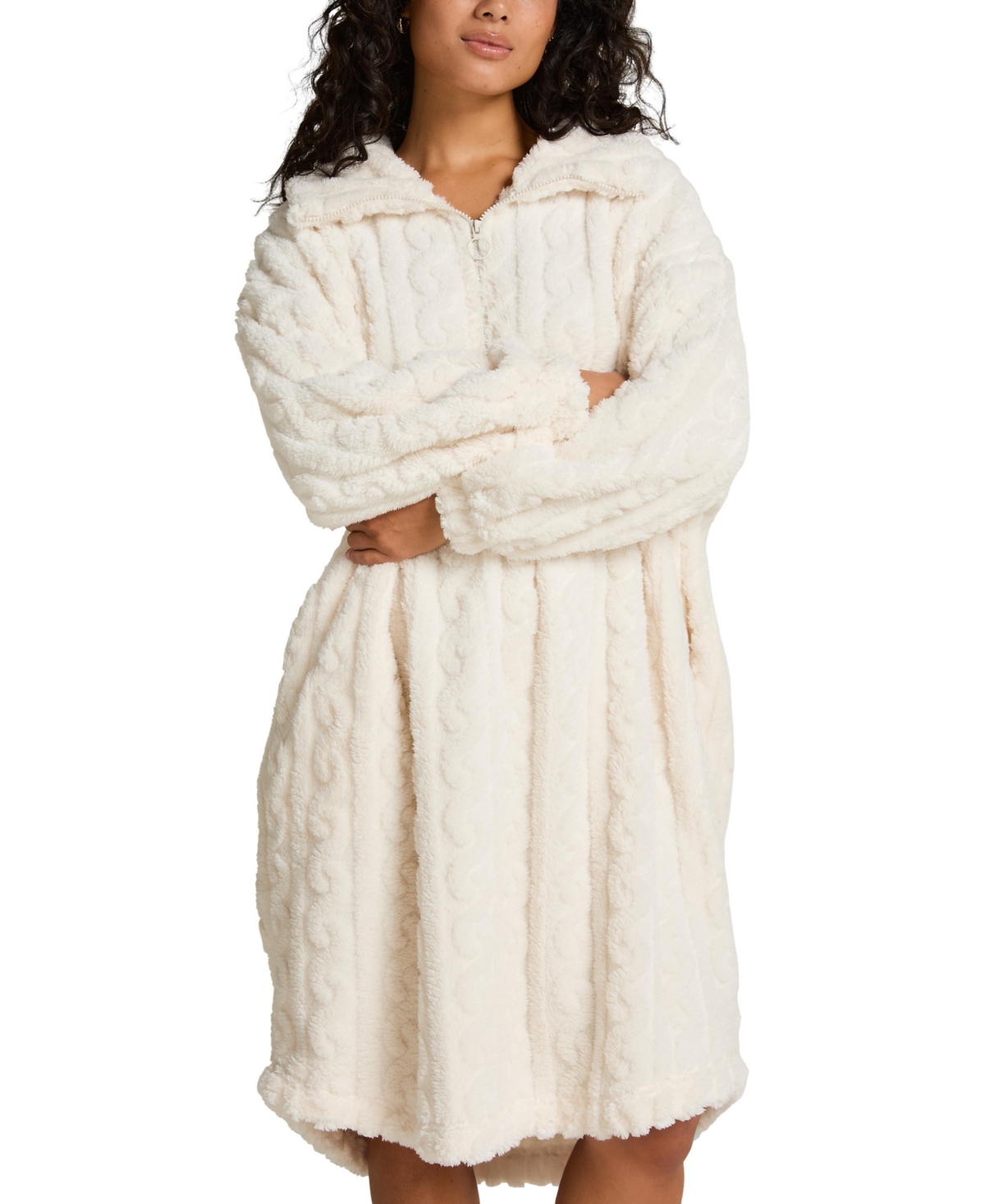 Click here for Hunkemoller Womens Poncho Cable Fleece - White prices