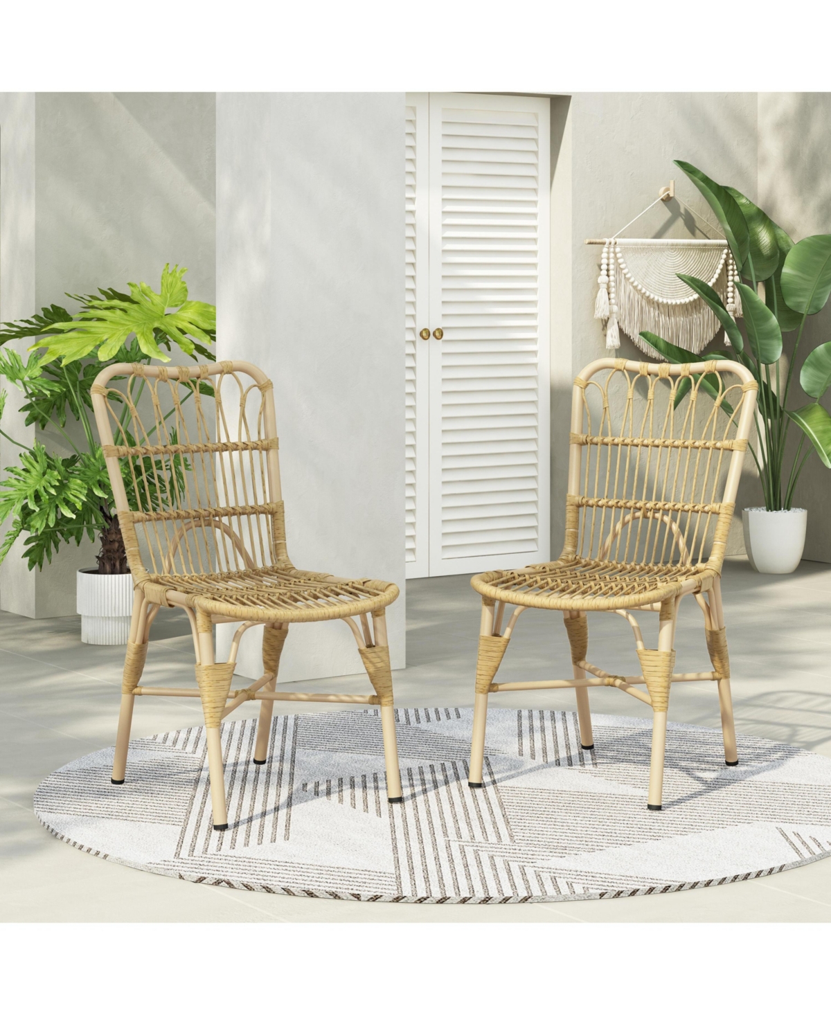 Click here for Flynama Set of 2 Natural Outdoor Pe Wicker Patio D... prices
