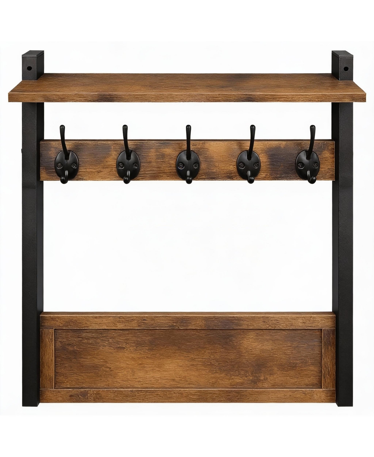 Click here for Yigii Rustic Brown & Black Iron Wall Hooks Shelf... prices