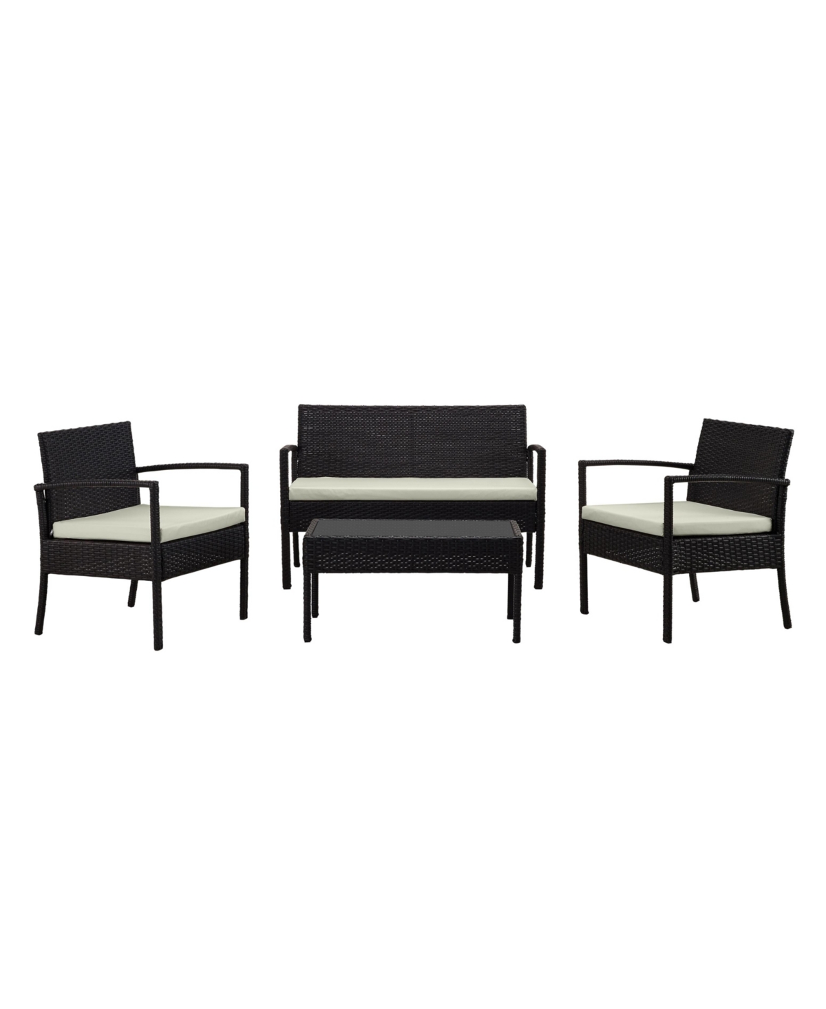 Click here for Flynama 4 Piece Black and Cream Outdoor Conversati... prices