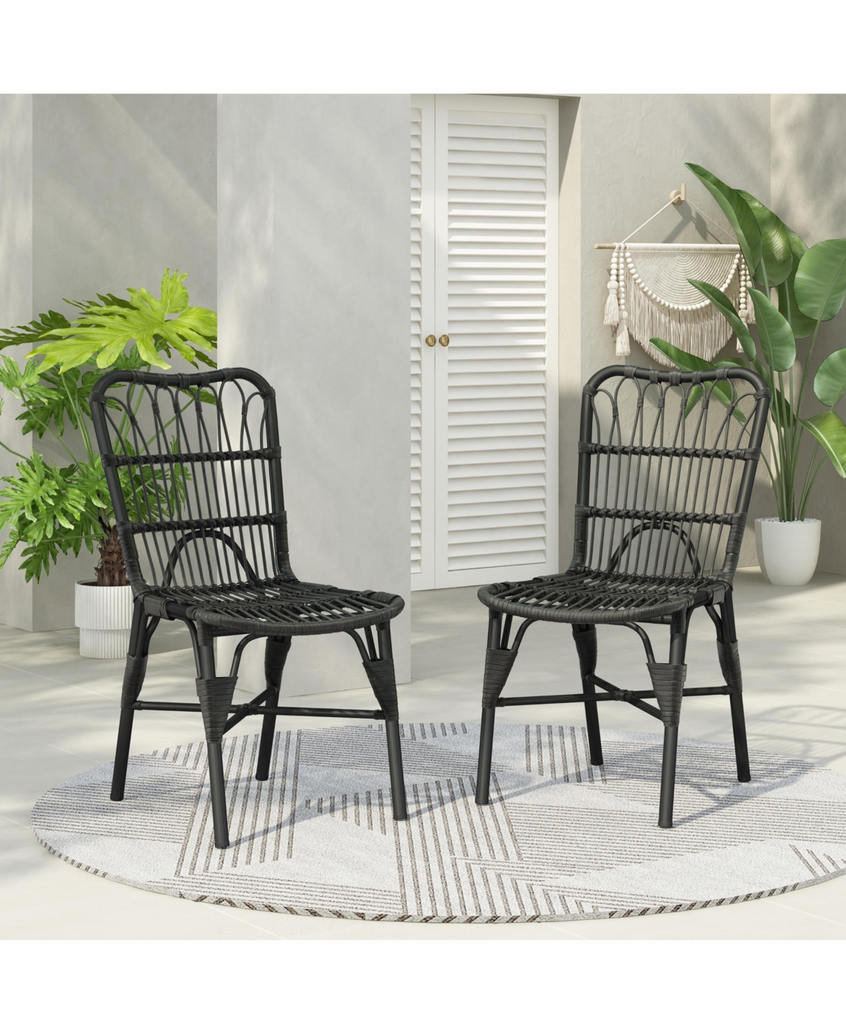 Click here for Flynama Set of 2 Grey Outdoor Pe Wicker Patio Dini... prices