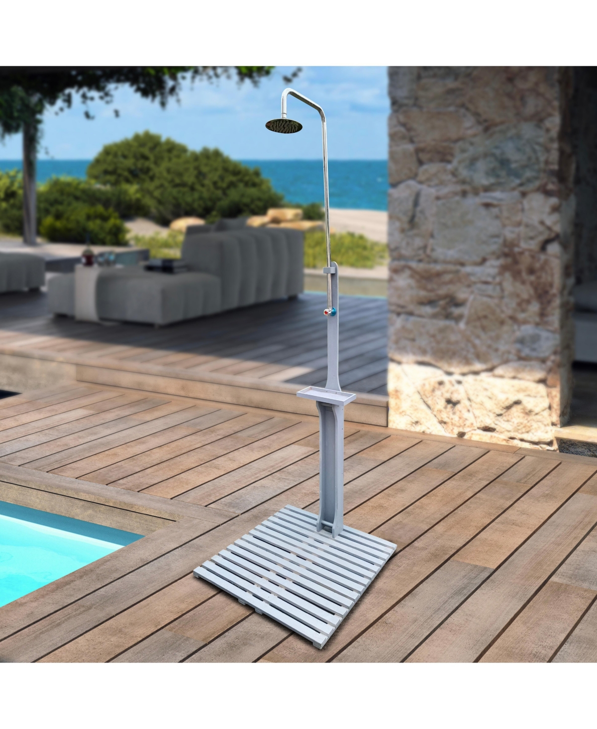 Click here for flynama Wooden Outdoor Garden Pool Shower with Cha... prices
