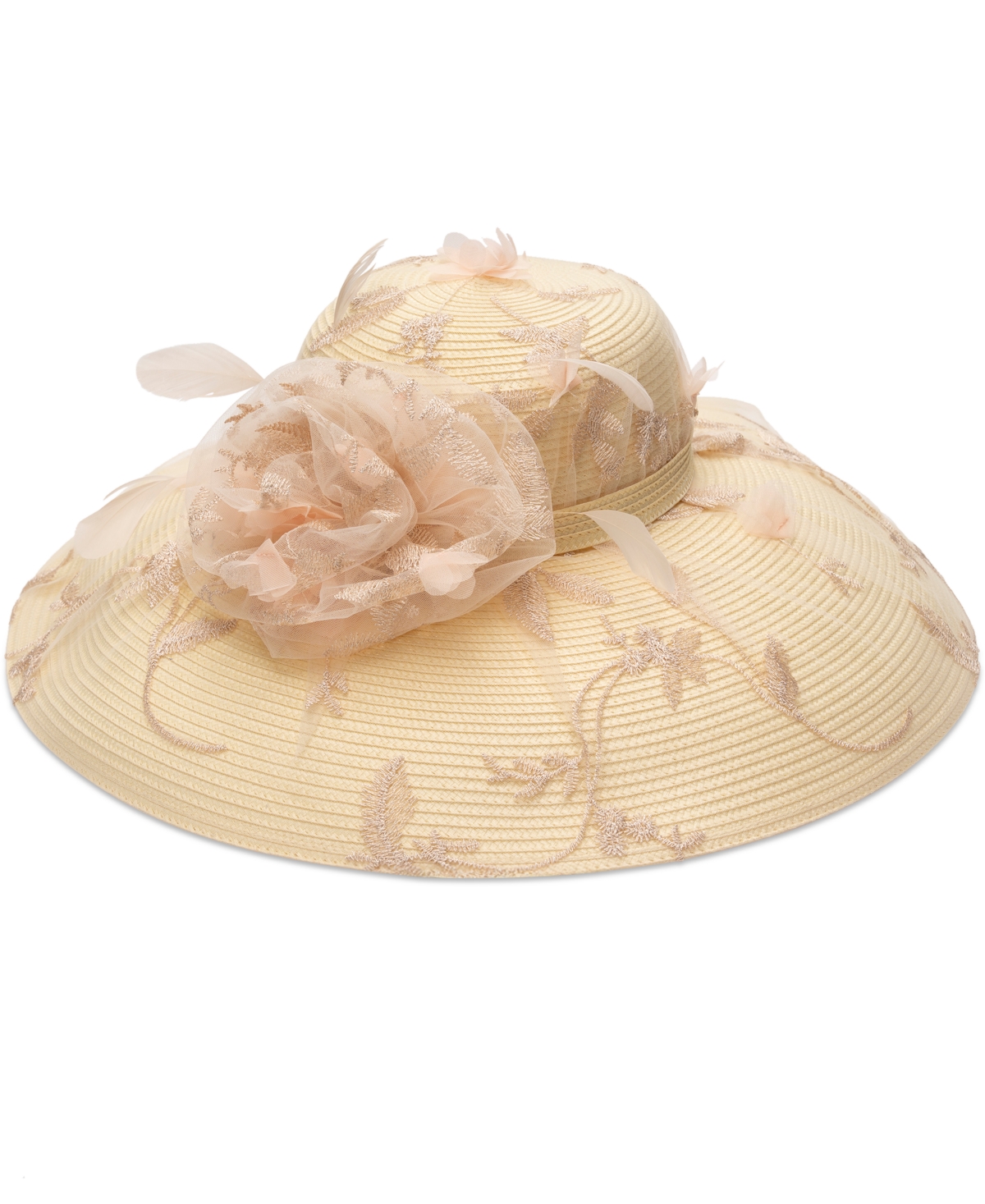 Click here for Butterfly Sheer Overlay Widebrim Hat - Blue prices