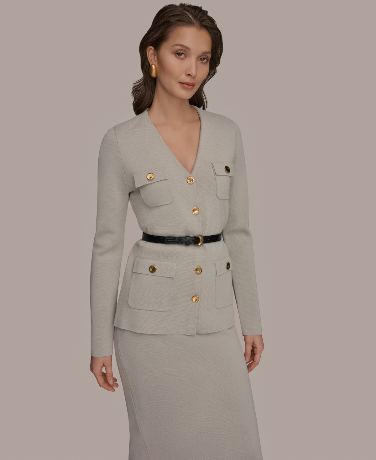 Click here for Donna Karan New York Womens 5-Button Belted Blazer... prices