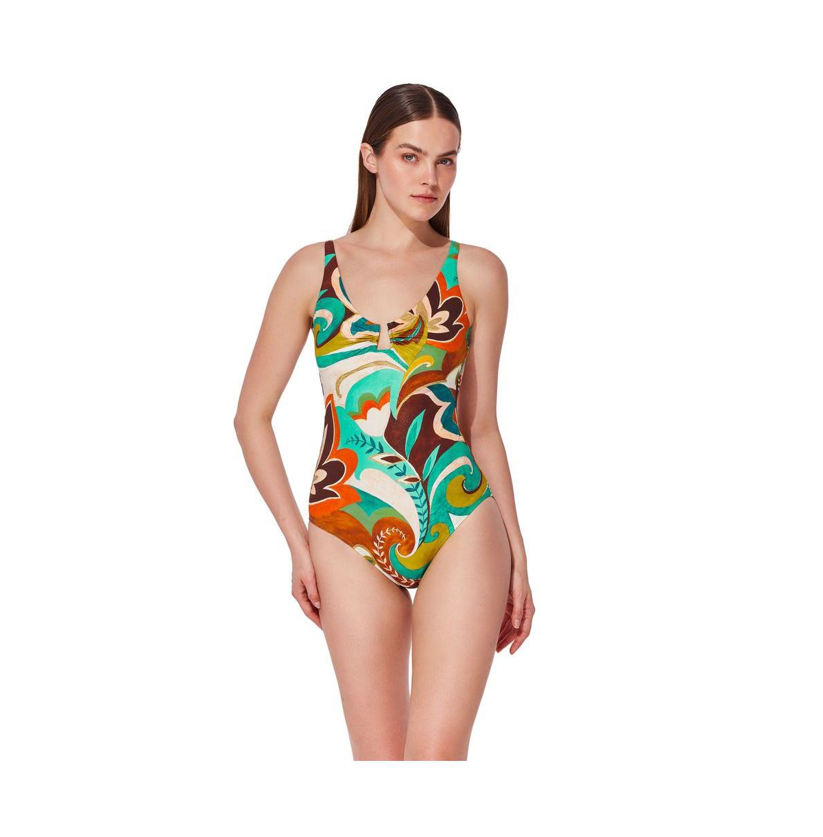 Click here for Gottex Womens Porto U Wire One Piece - Multi-brown prices