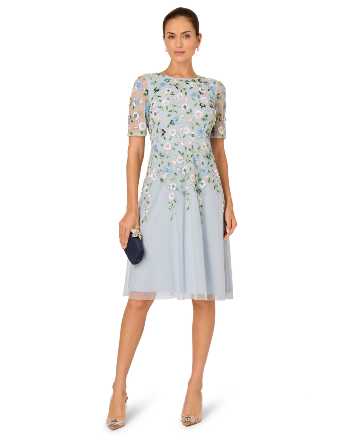 Click here for Adrianna Papell Womens Embellished Mesh Midi Dress... prices