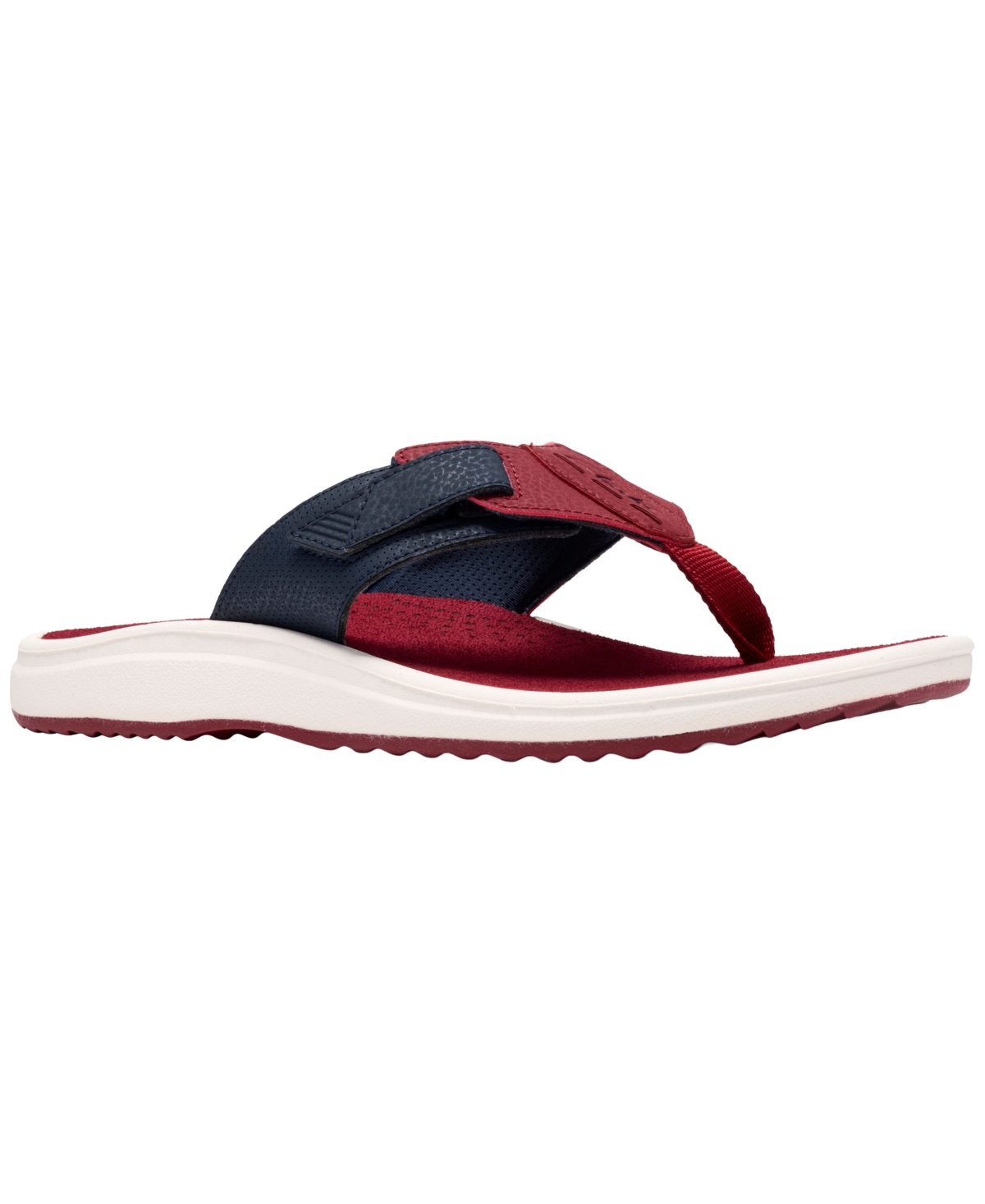 Clarks Mens Cloudsteppers Breeze Flip-Flop Sandals - Navy/Red Combo