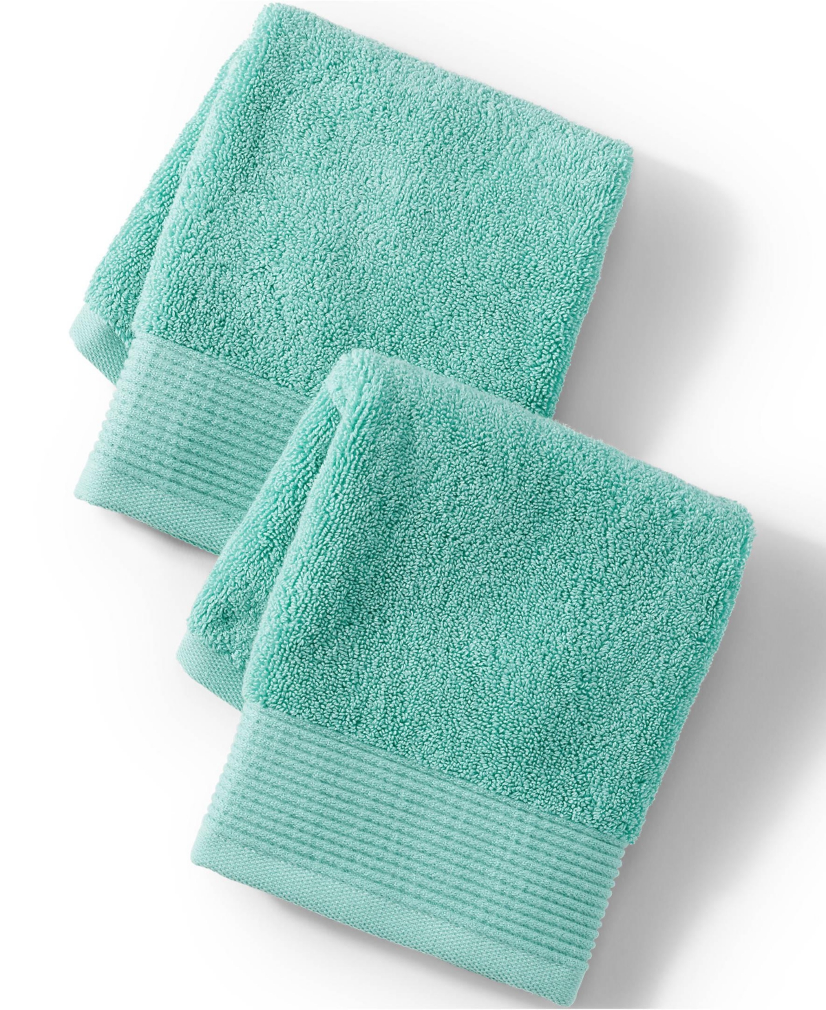 Click here for Lands End Turkish Luxe 2-Piece Washcloth Set - Aqu... prices