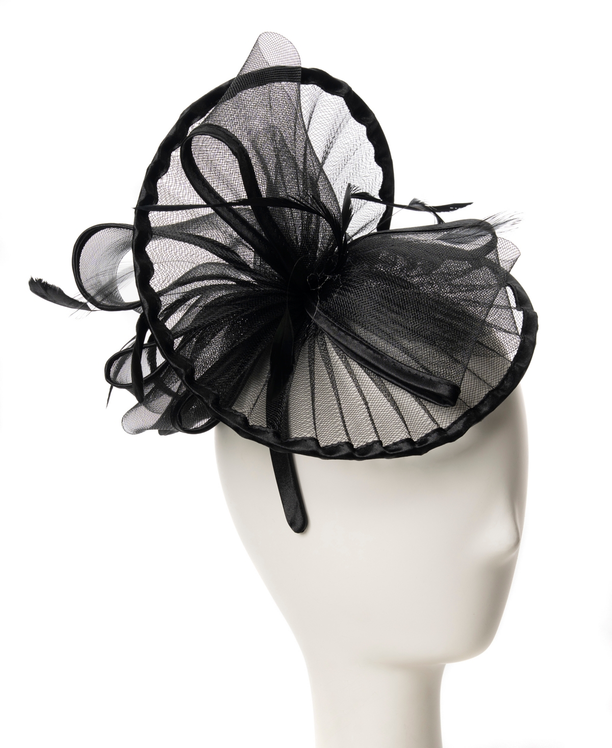 Click here for August Hats Sheer Pleated Fascinator Hat - Black prices
