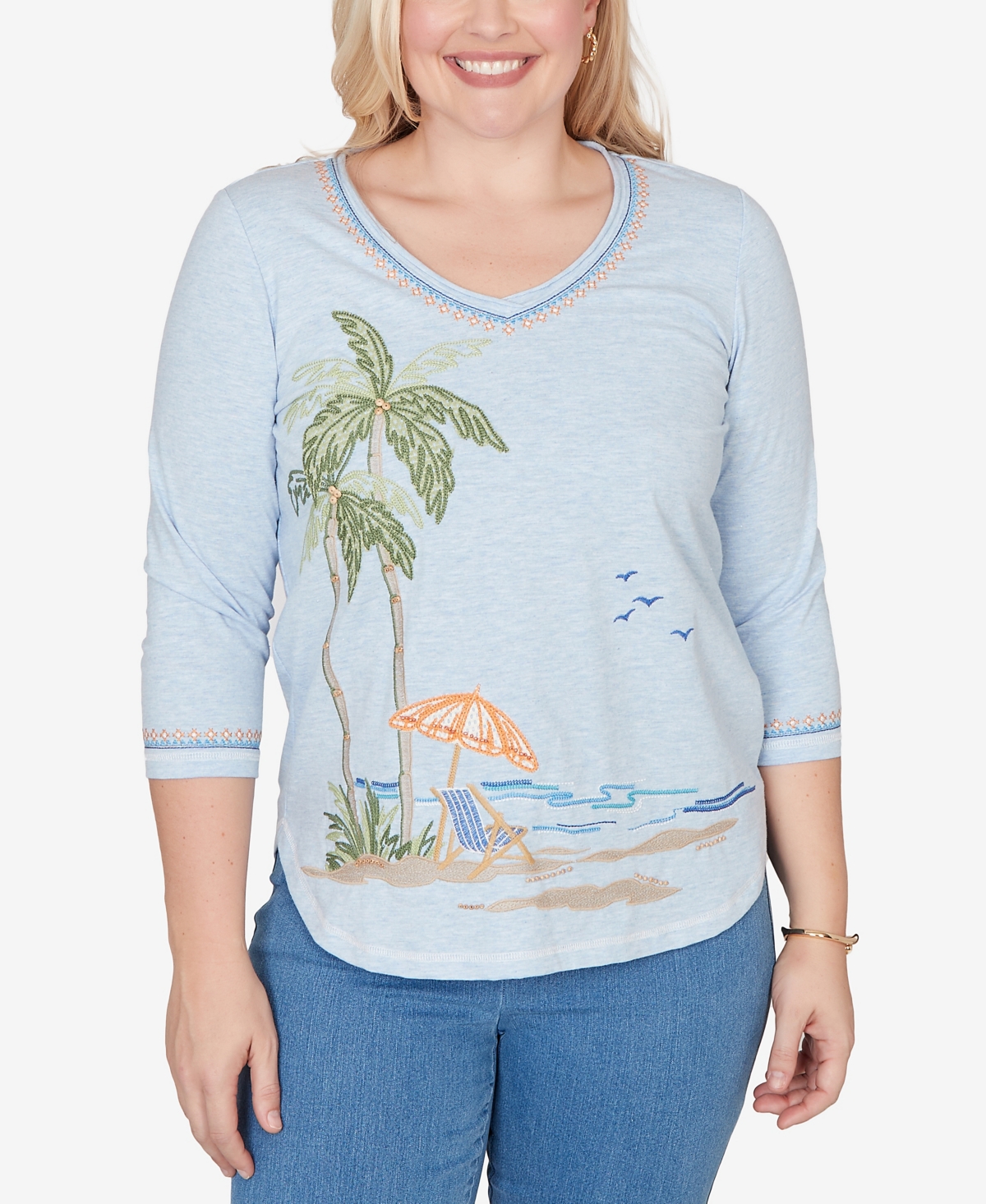 Click here for Alfred Dunner Petite Beachcomber Scenic Palm Tree... prices