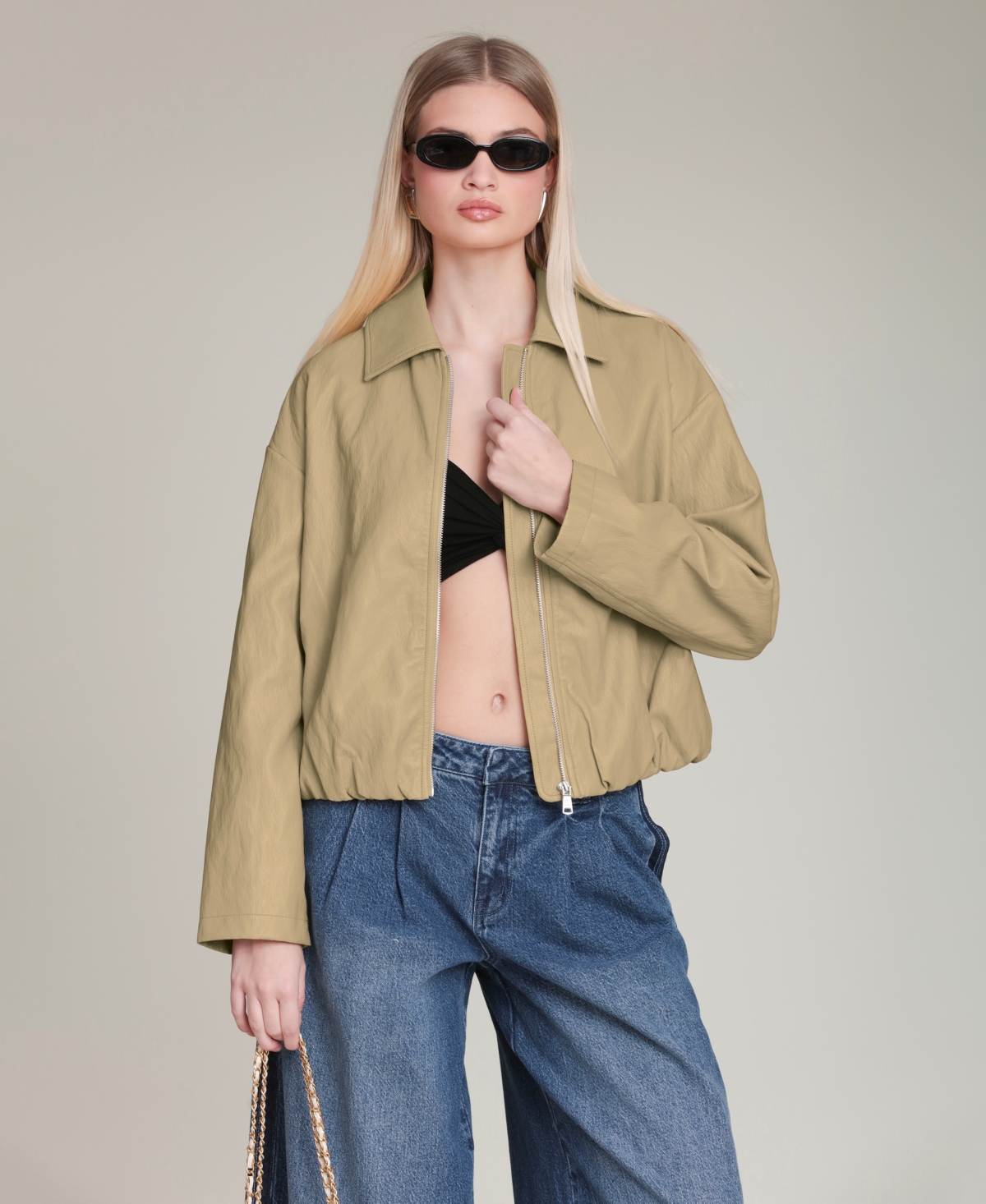Click here for Avec Les Filles Womens Draped Zip Jacket - Ochre prices