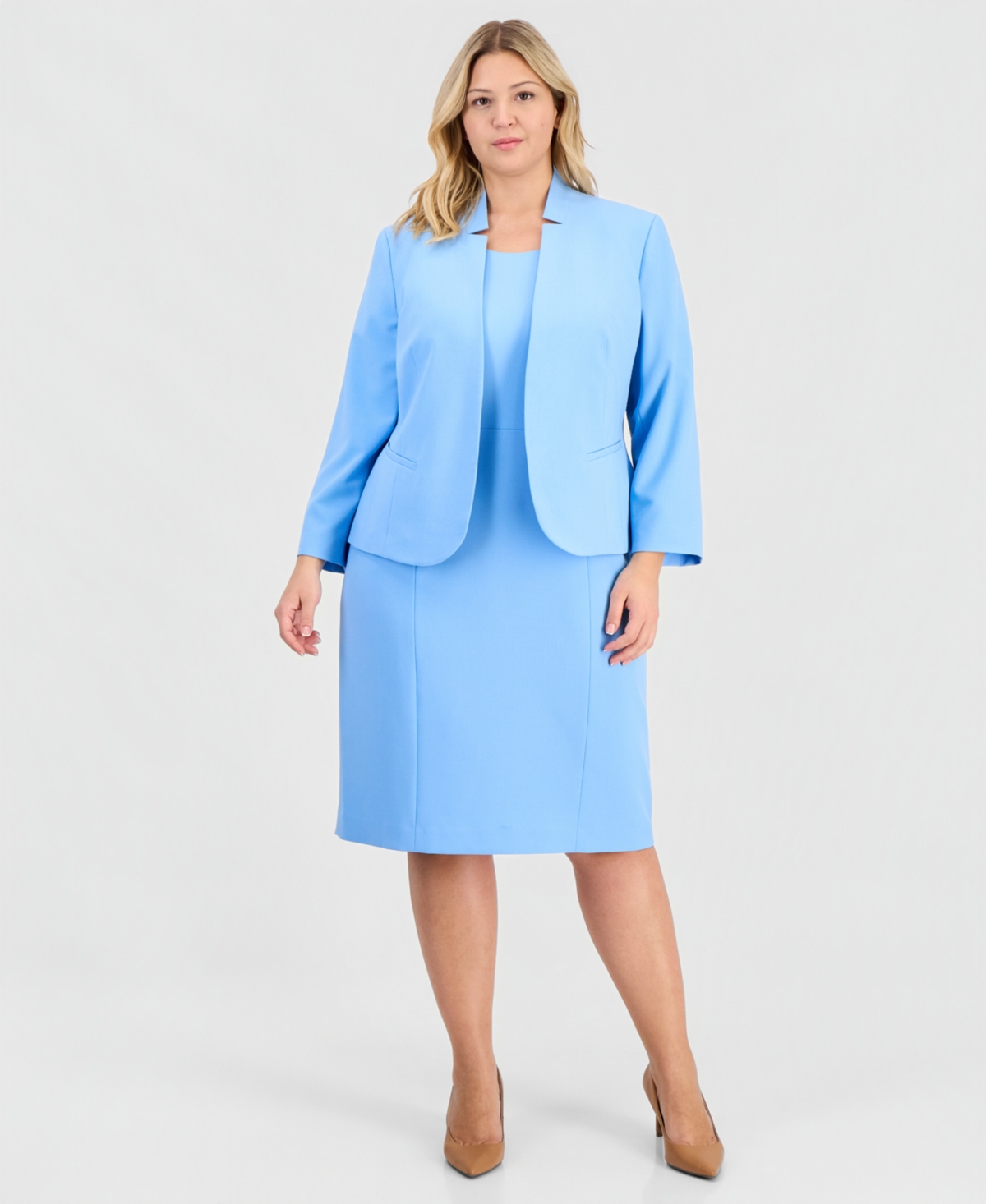 Click here for Le Suit Plus Size Kiss-Front Cutout-Collar Dress S... prices