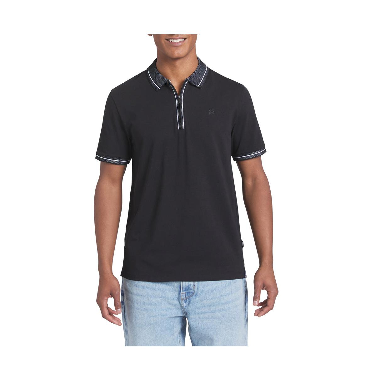 Click here for dkny Mens duke cotton zip polo - Black prices