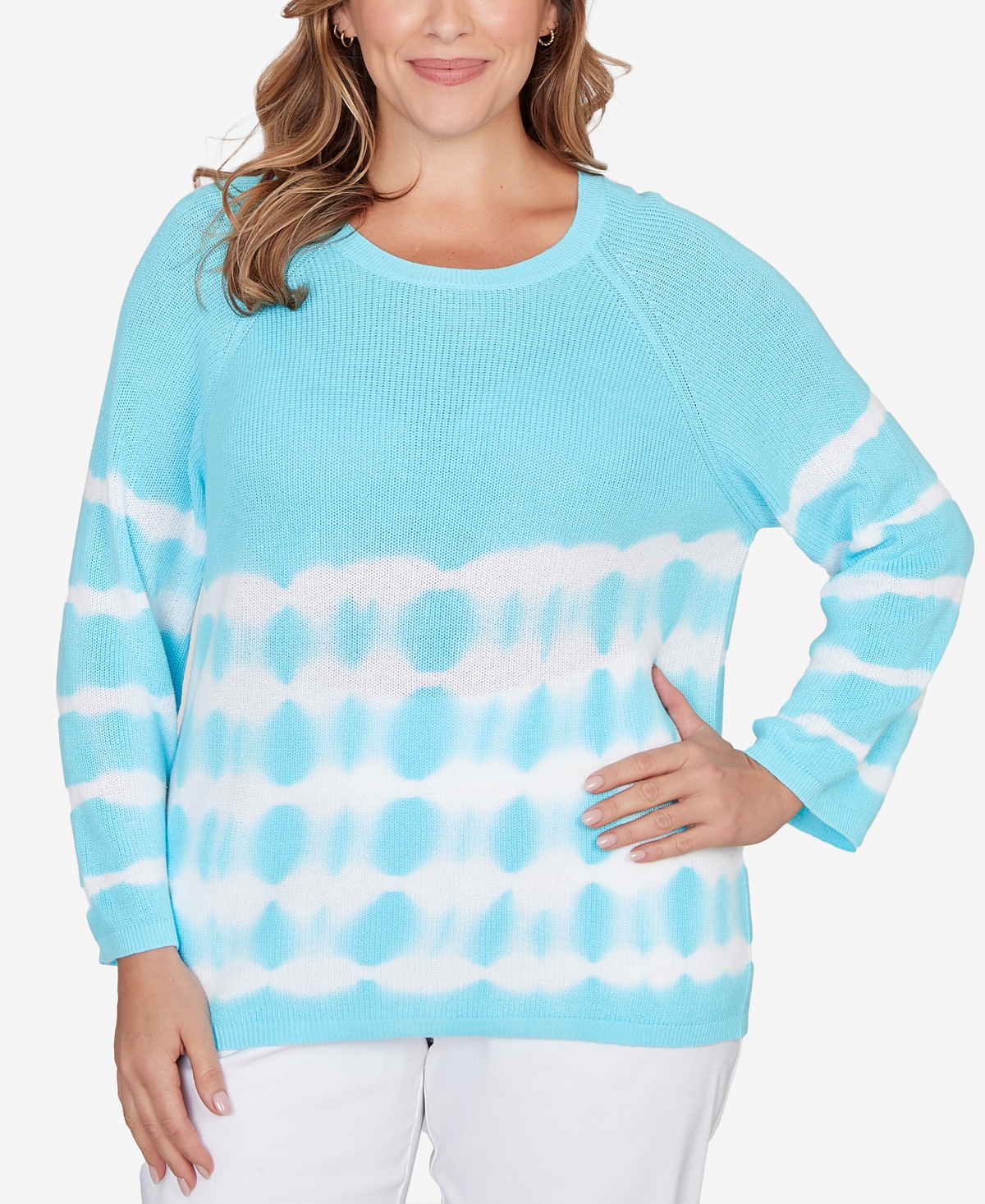 Click here for Ruby Rd. Plus Size Tie Dye Cotton Raglan Sweater -... prices