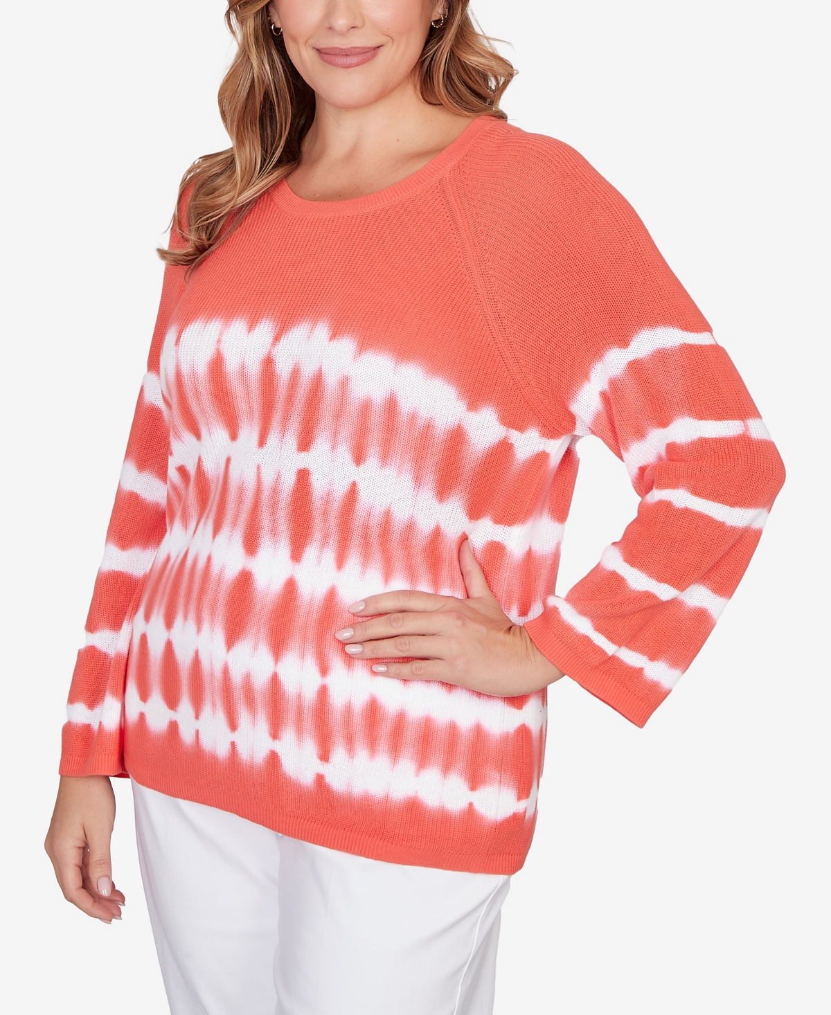 Click here for Ruby Rd. Plus Size Tie Dye Cotton Raglan Sweater -... prices