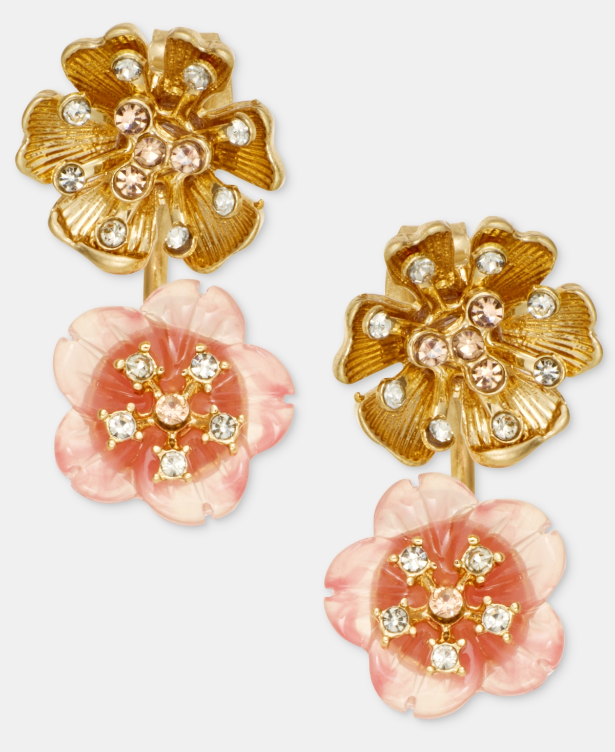 Click here for lonna & lilly Coral Flower Front Earrings - Coral prices