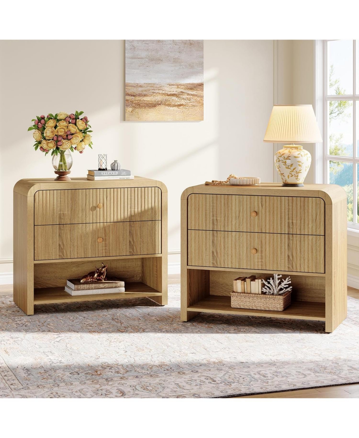 Click here for Tribesigns Oversized Nightstand with 2 Drawers Set... prices