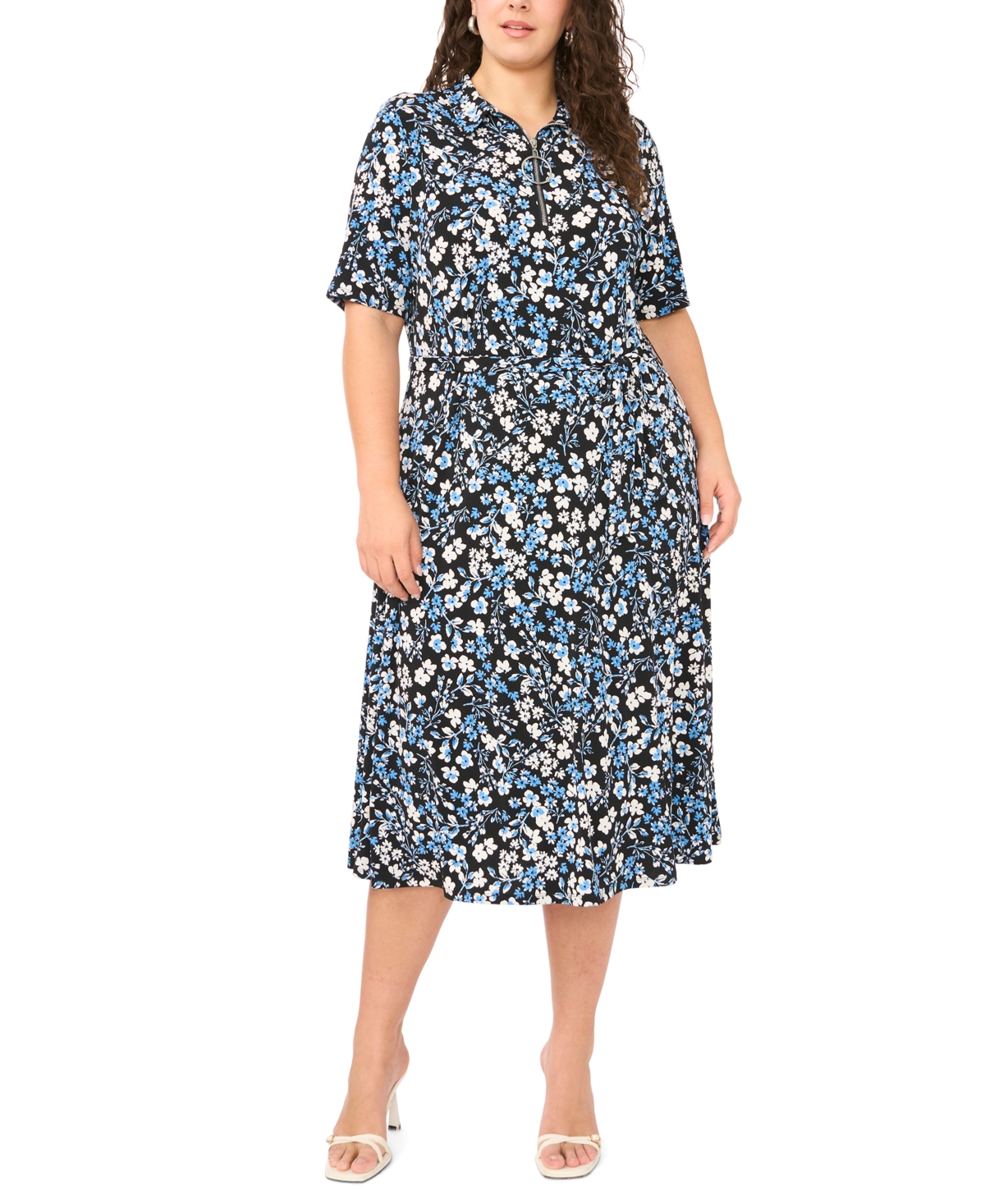 Click here for Msk Plus Size Printed Short-Sleeve Midi Dress - Na... prices