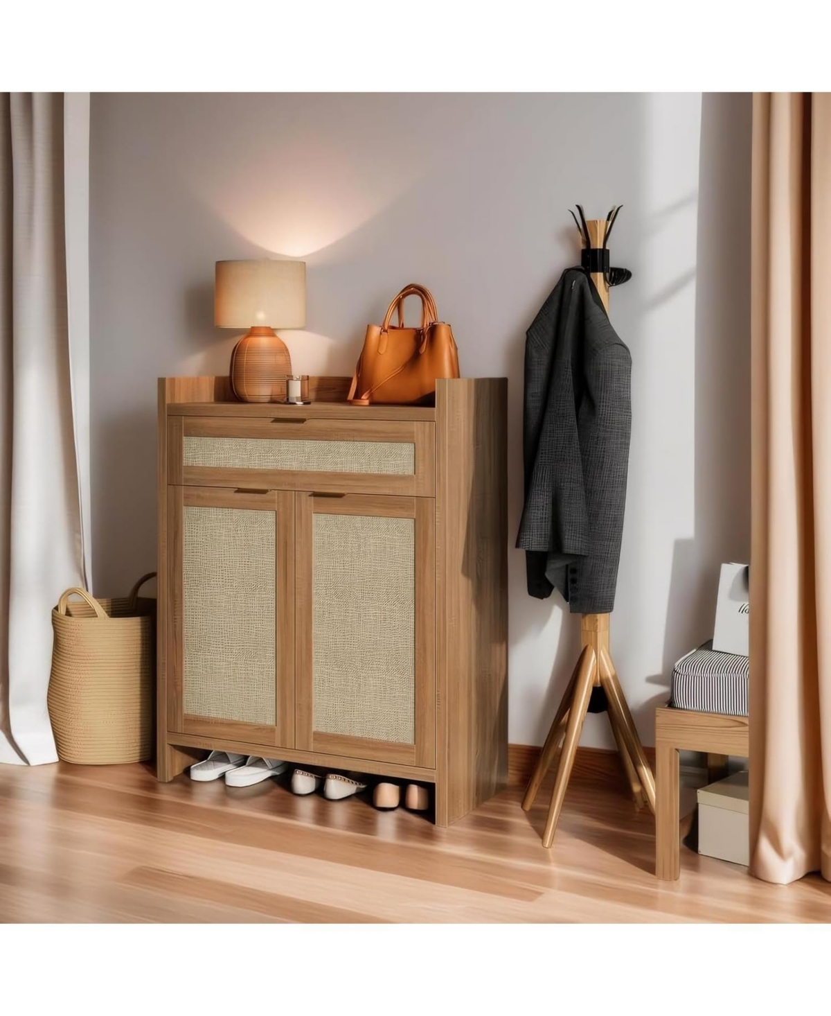 Click here for gaomon Modern Rattan Shoe Cabinet with Drawer & Do... prices