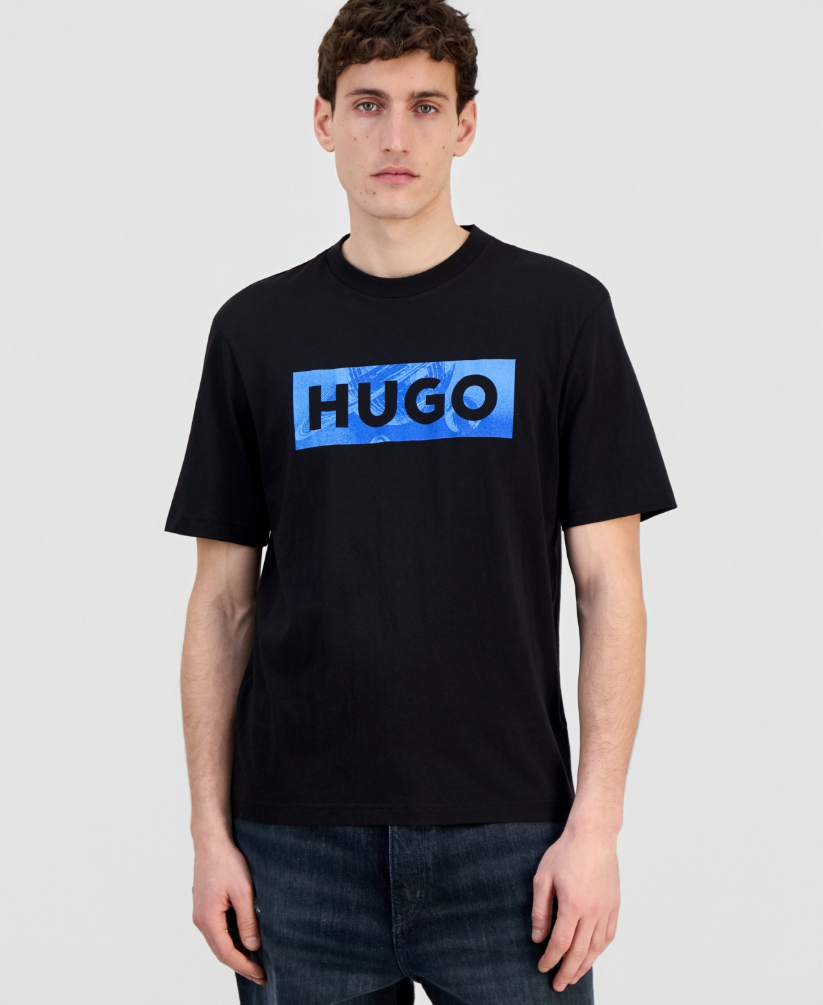 Click here for Hugo Boss Mens Cotton Logo Crewneck T-Shirt - Blac... prices