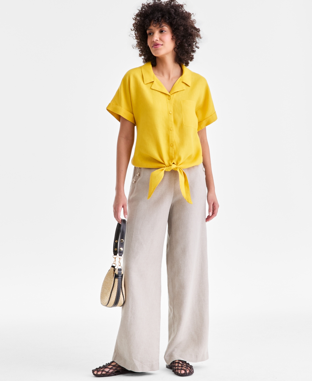 Click here for Charter Club Womens 100 Linen Wide-Leg Sailor Pant... prices