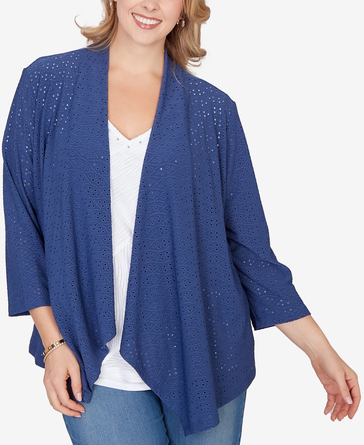 Click here for Hearts Of Palm Plus Size Solid Eyelet Cascade Card... prices