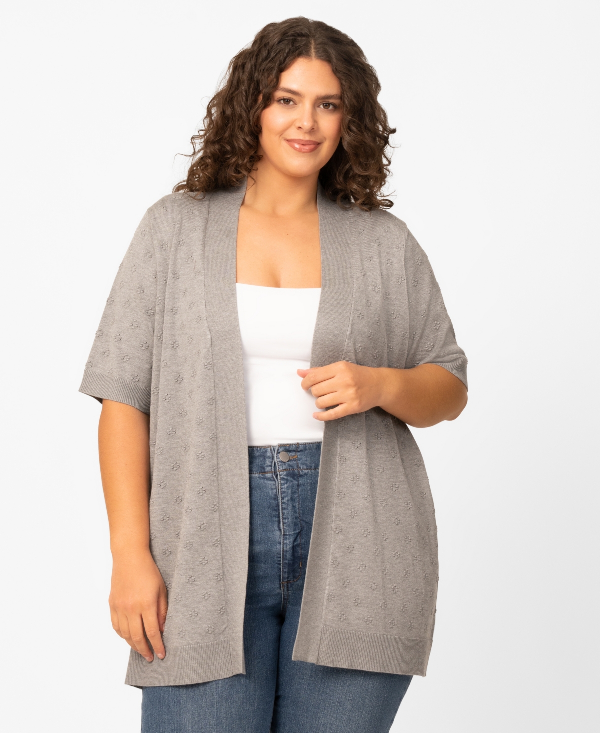 Click here for Melissa Paige Plus Size Floral Texture Flyaway Ope... prices