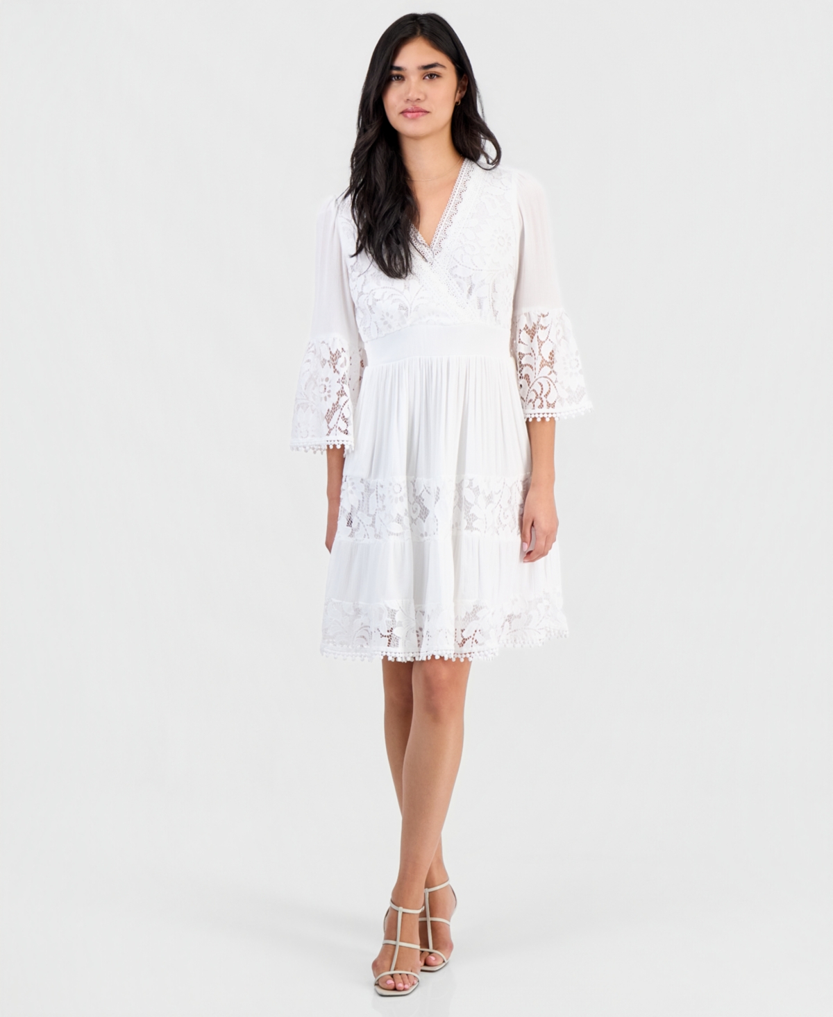 Click here for Robbie Bee Womens Pleated Belted Dress - White prices