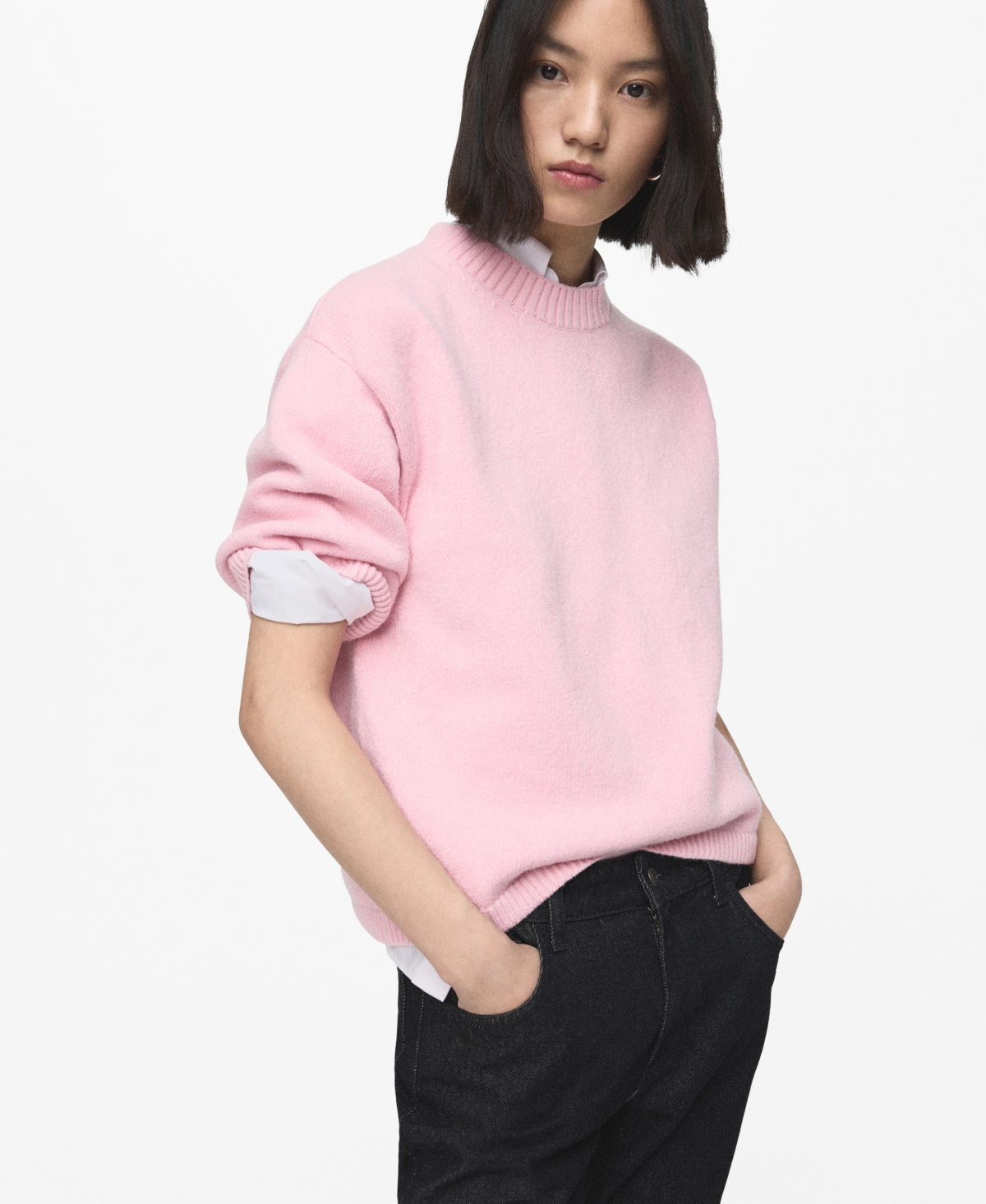 Click here for Mango Womens Short-Sleeved Knitted Sweater - Pink prices