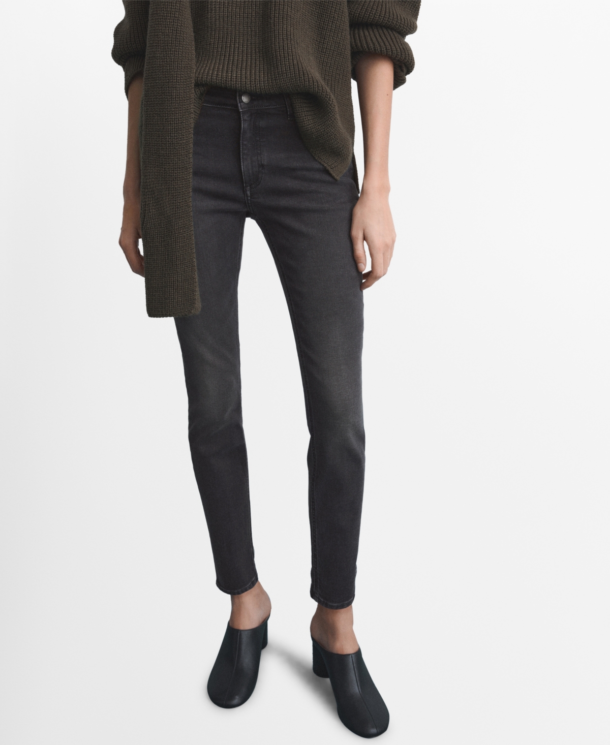 Click here for Mango Womens Mid-Rise Skinny Jeans - Open Gray prices