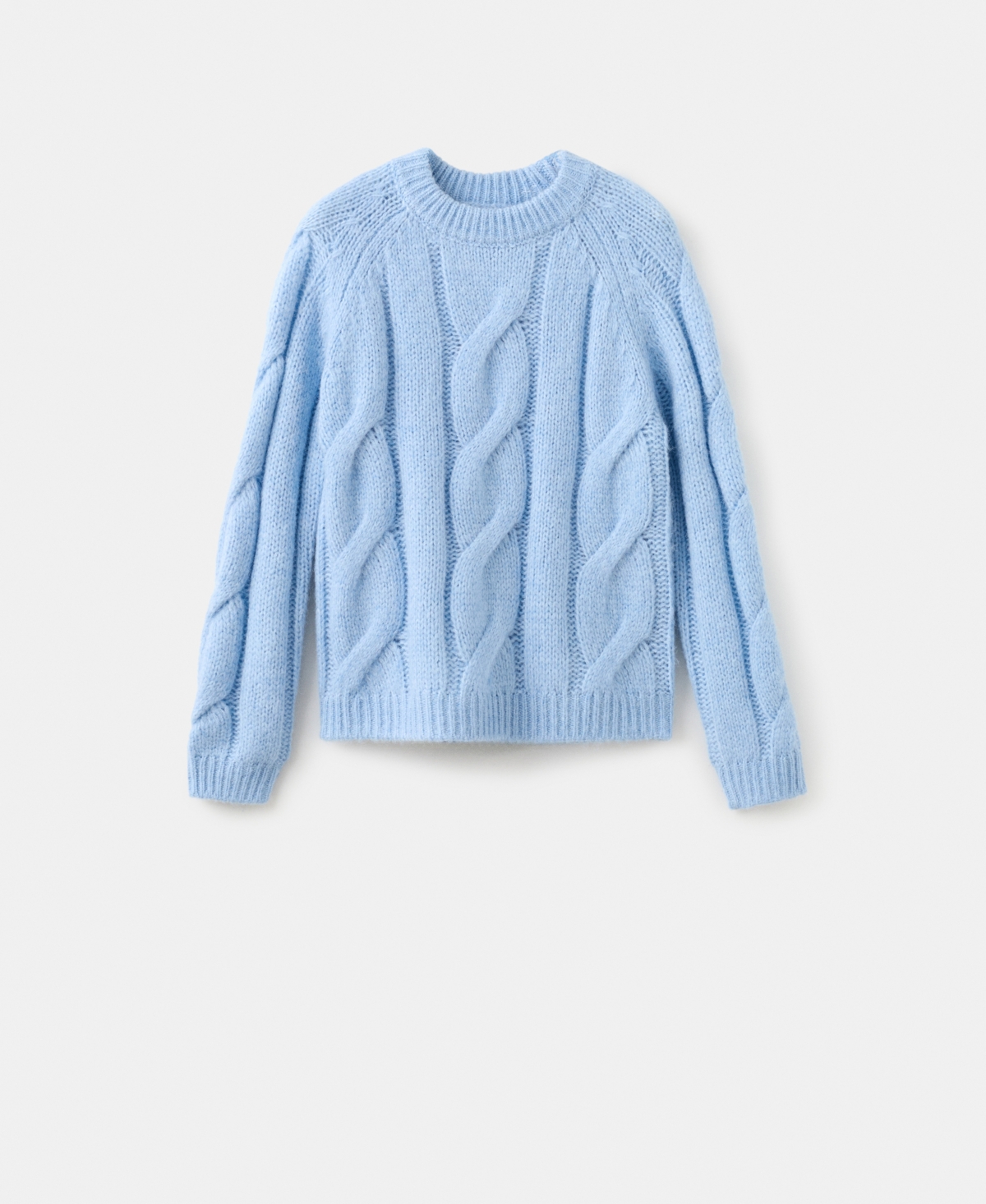 Click here for Mango Womens Braided Knitted Sweater - Sky Blue prices