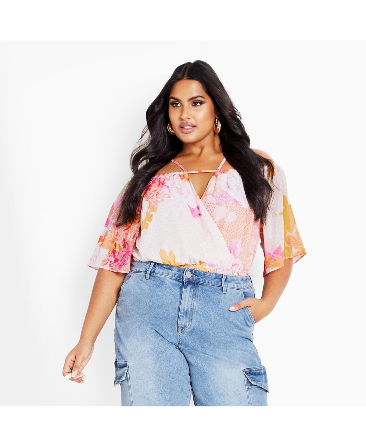 Click here for City Chic Womens Adelina Print Top - Print rose prices