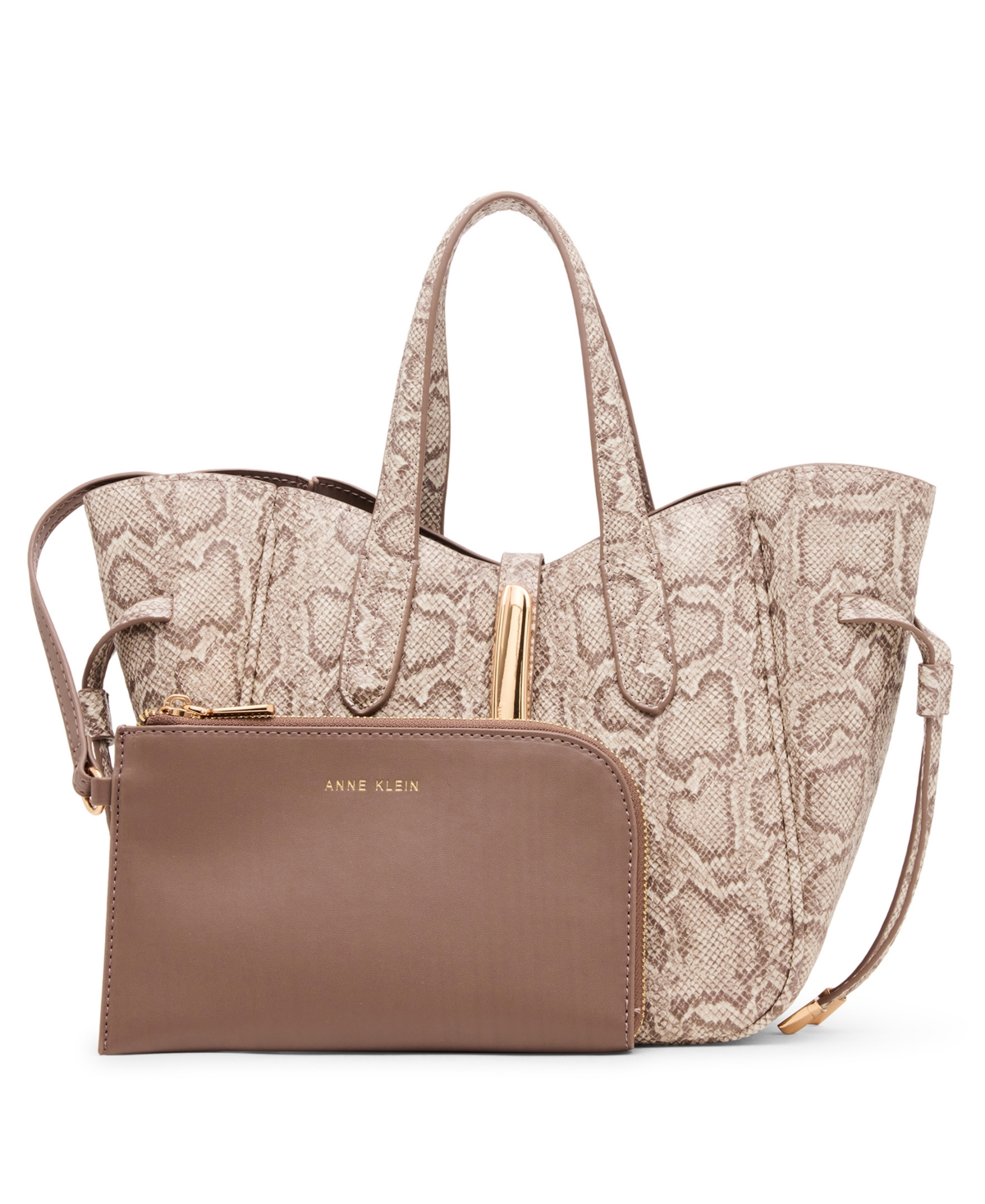 Click here for Anne Klein Faux Snake Medium Tote Bag - Brown prices