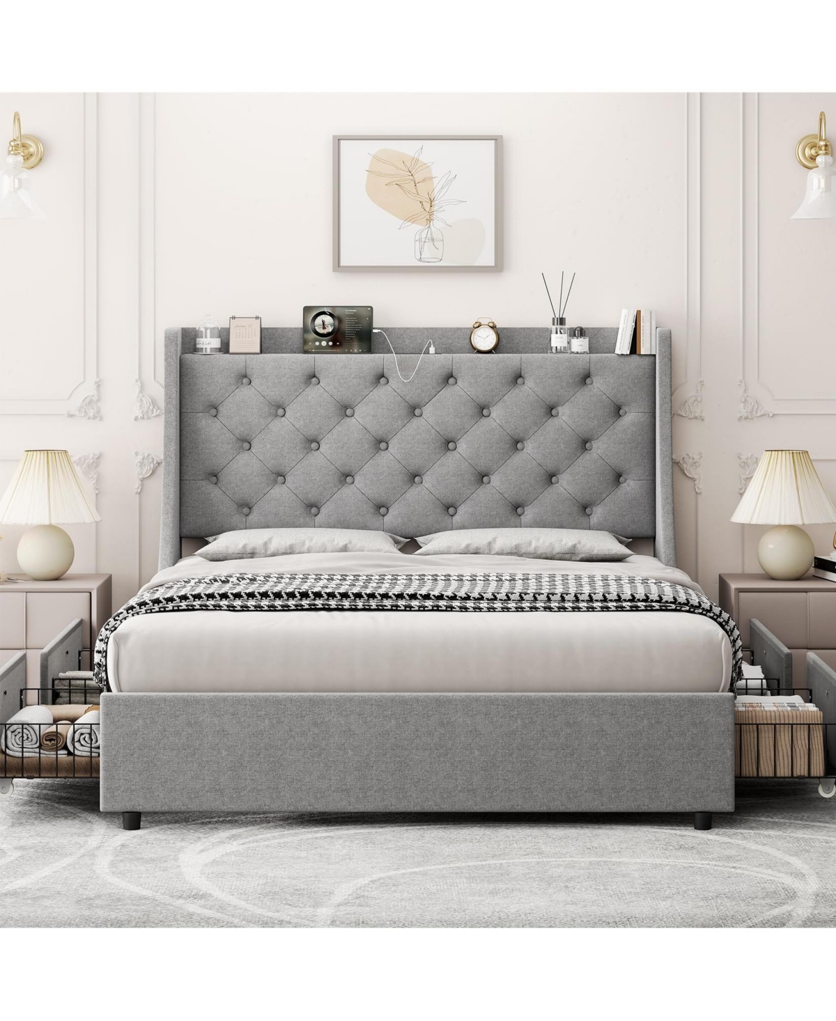 Click here for Gaomon Queen Bed Frame with 4 Storage Drawers  Typ... prices