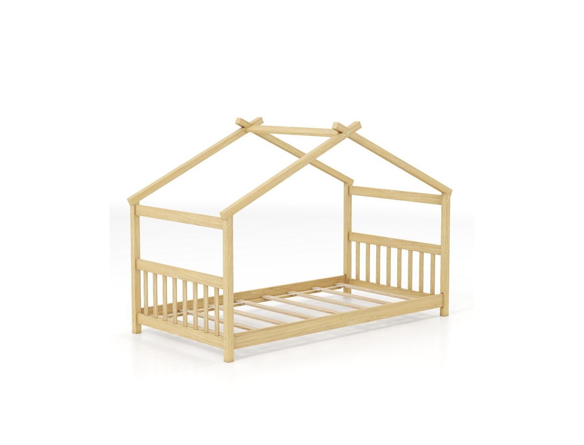 Click here for Slickblue Twin Size Wooden House Bed with Roof - N... prices