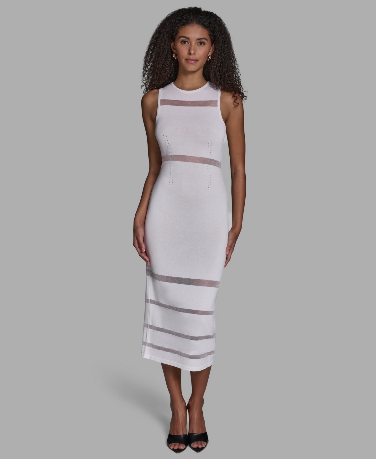 Click here for Bcbg Womens Sheer Detail Crewneck Midi Dress - Cre... prices