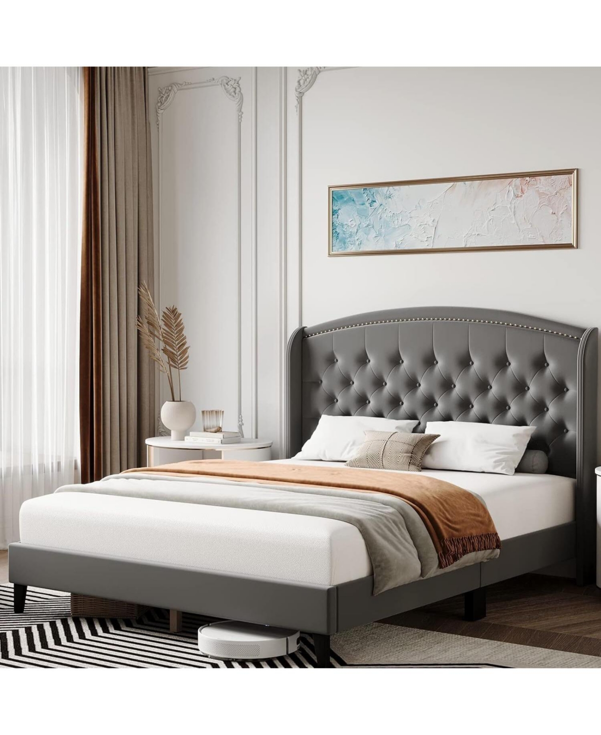 Click here for gaomon Bed Frame with Button Tufted Upholstered He... prices