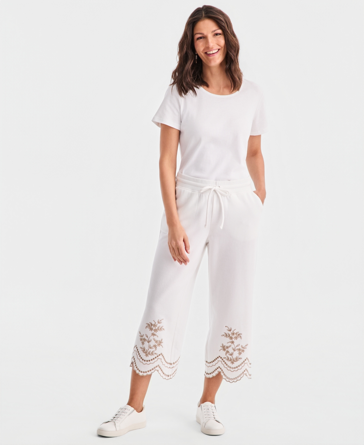 Click here for Style & Co Womens Embroidery Wide-Leg Sweatpants... prices
