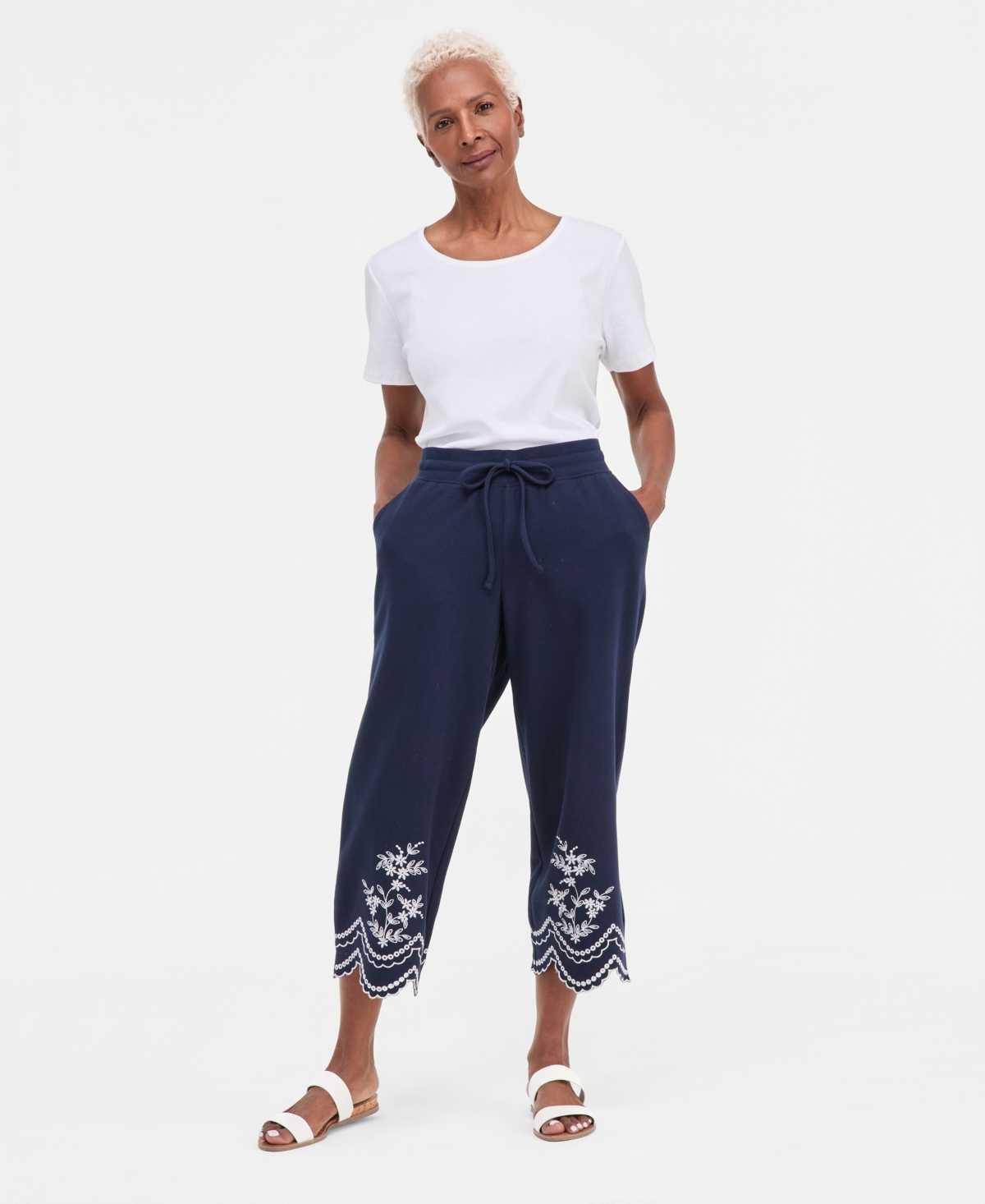 Click here for Style & Co Womens Embroidery Wide-Leg Sweatpants... prices